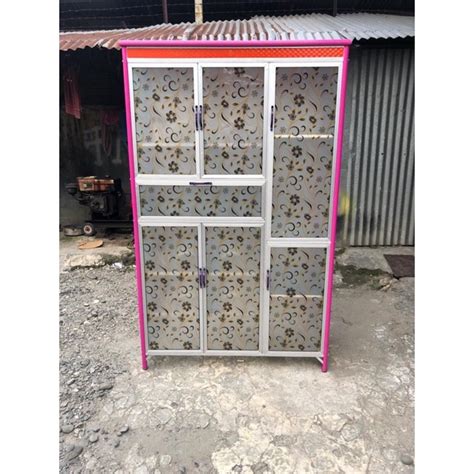 Jual RAK PIRING ALUMINIUM 3 PINTU FULL KACA PREMIUM Shopee Indonesia
