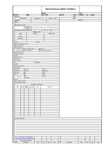 Process Data Sheet Vessels Plant Tag Project Unit Doc Type Progr Rev Sheet Of Date Pdf