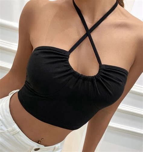 Crisscross Tie Back Halter Top Halter Top Tops Top Outfits