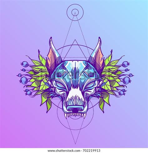 Muzzle Wolf Illustration Creating Sketches Tattoos Stock Vector