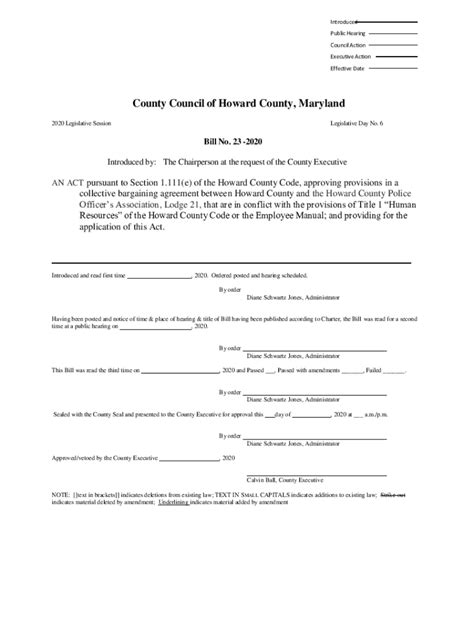 fillable online 2021 howard county cb23 20 collective bargaining