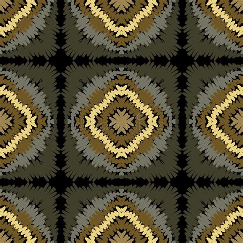 Embroidery Style Tribal Ethnic Seamless Pattern With Zigzag Dashed Lines Doodles Hatches