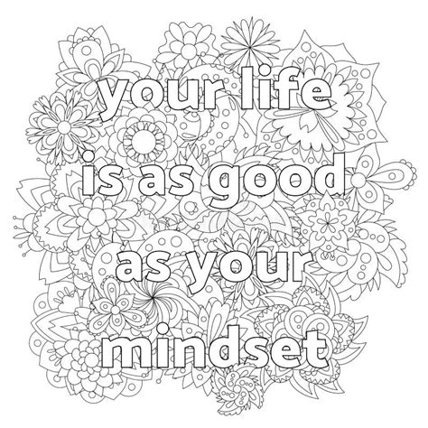 Coloring Book For Adults With Inspiring Quote Stock Illustration