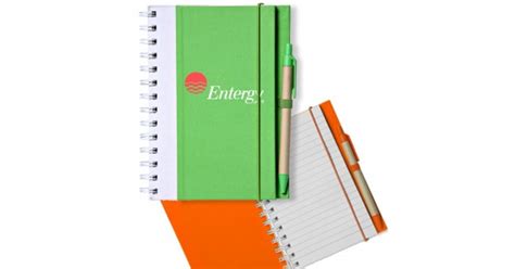 Recyclable Spiral Notebook W Pen Two Tone Eco Notebooks With Logo