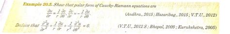 Solved Example 20 5 Show That Polar Form Of Cauchy Riemann