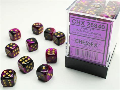 Gemini 12mm D6 Dice Block Black Purplegold Zzgamesdk