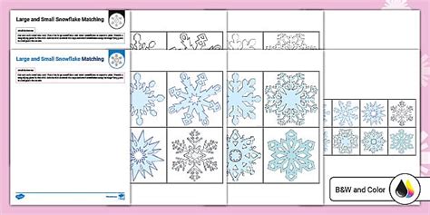 Large And Small Snowflake Matching Worksheet Teacher Made