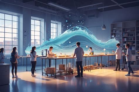 Premium Photo Depict A Physics Lab With Students Experimenting On The