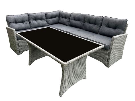 Evre 6 Seat Garden Furniture Dining Set With Pe Rattan Corner Garden Sofa Milan For Outdoor