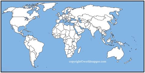 Political World Map Outline Printable Pdf In Black And White
