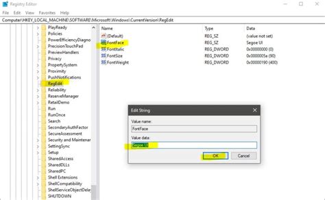 How To Change Default Font In Registry Editor On Windows 10 Technoresult