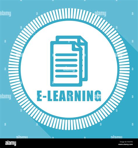 Learning Editable Flat Vector Icon E Learning Square Web Button Blue