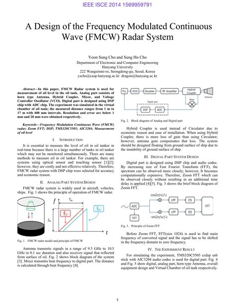 Pdf A Design Of The Frequency Modulated Continuous Wave Fmcw Radar System