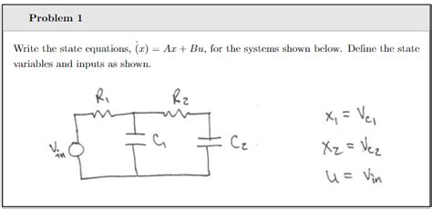 Solved Write The State Equations X Ax Bu For The Chegg Com