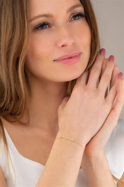 Dainty Mama Bracelet Mama Script Bracelet Mothers Day T Silver