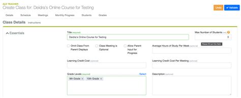 ALE Application Creating Editing Classes School Data Solutions