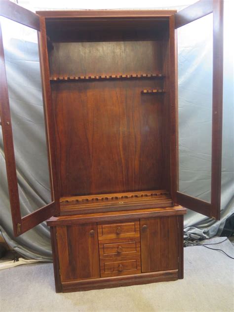 Koa Wood Gun Cabinet W Glass Doors Separate Bottom Cabinet W Drawers