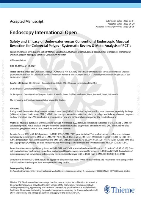 Pdf Safety And Efficacy Of Underwater Versus Conventional Endoscopic