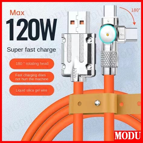 2 เมตร และ 1 เมตร 120w 6a สายชาร์จเร็วมาก ซิลิโคนเหลว Usb C Type C สายเคเบิล Micro Usb Shopee