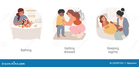 In Home Caregiver Service Isolated Cartoon Vector Illustration Set 259194407