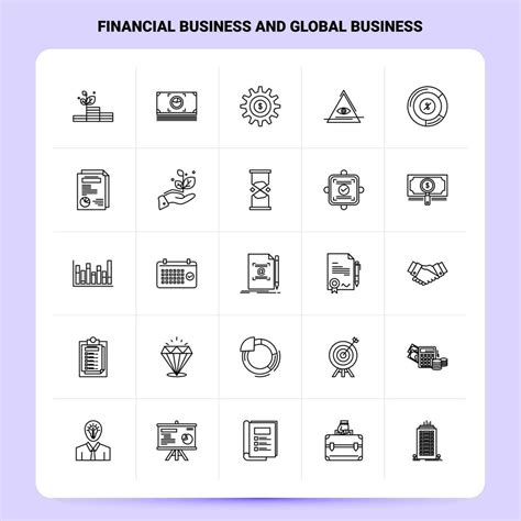 Outline 25 Financial Business And Global Business Icon Set Vector Line Style Design Black Icons