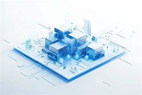 Abstract Blue Network Interconnected Blocks Digital Technology Futuristic Data Flow Global