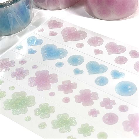 블랙레터 키스컷 테이프 홀로코팅 투명 하트 클로버 4종 잠시다락