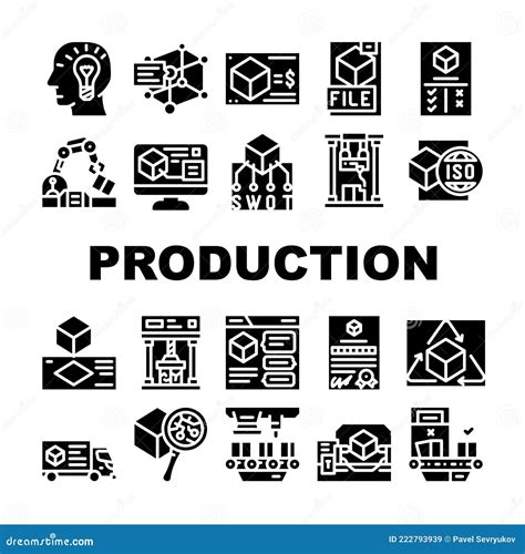 Conjunto De Iconos De Colección De Negocios De Producción Ilustración del Vector Ilustración