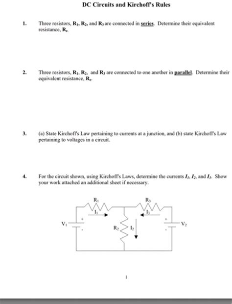 Solved DC Circuits And Kirchoff S Rules Three Three Chegg