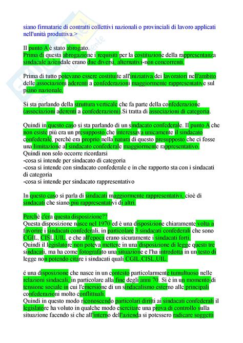 Concetti Diritto Appunti Di Diritto Sindacale