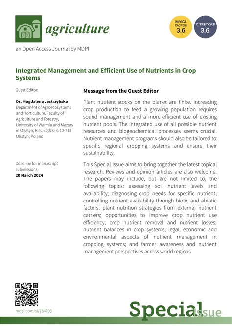 (PDF) Special Issue on "Integrated Management and Efficient Use of Nutrients in Crop Systems" in ...