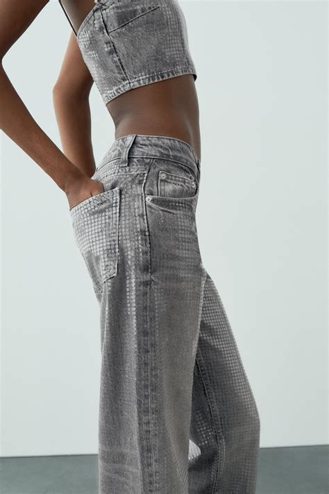 Zara Trf Mid Rise Wide Leg Sequin Foil Jeans Mall Of America®