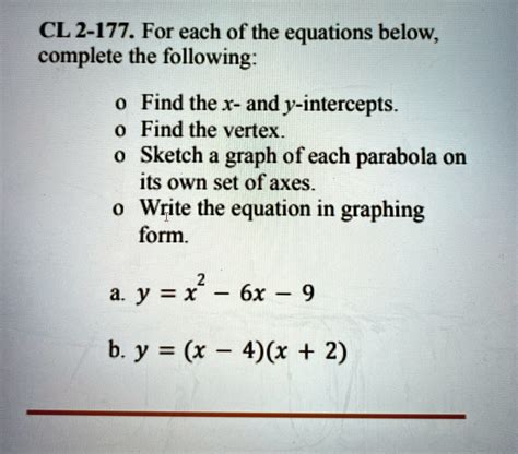 Cl 2 177 For Each Of The Equations Below Complete The Following O Find