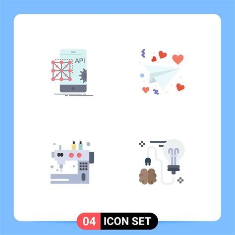 4 user interface flat icon pack of modern signs and symbols of api