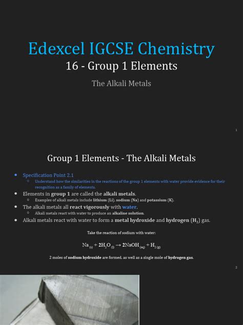 Igcse Chemistry Lecture 16 Group 1 Elements Download Free Pdf