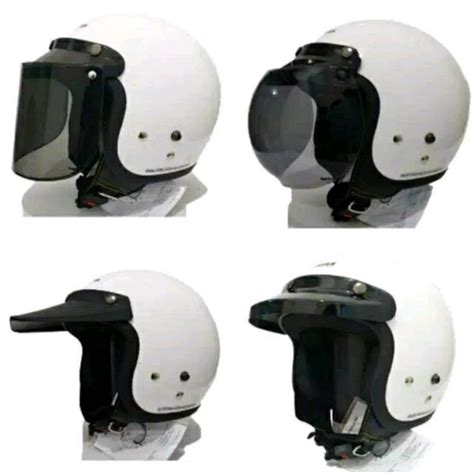 Jual HELM CARGLOSS RETRO PUTIH GLOSSY ORIGINAL KACA DATAR DAN KACA CEMBUNG Shopee Indonesia