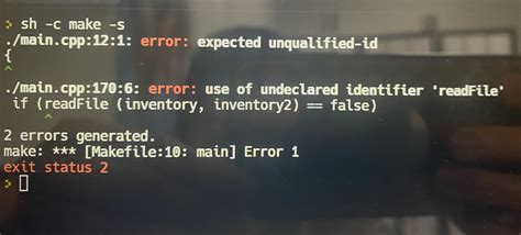 Solved Sh C Make S Main Cpp 12 1 Error Expected Chegg