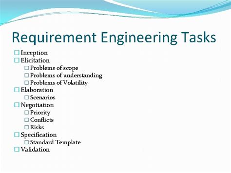 Requirement Engineering Requirement Engineering Tasks Inception