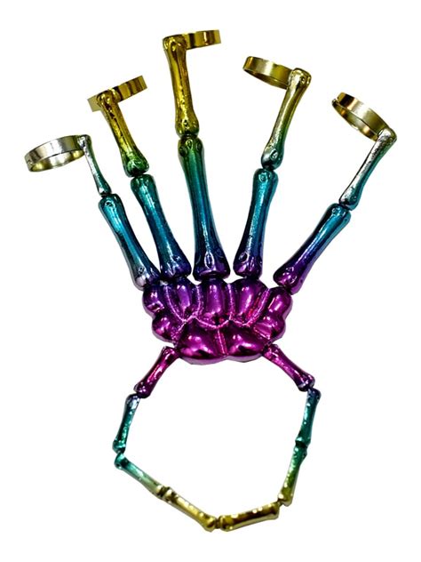 Metal Skeleton Hand Finger Accessory Blackgoldcolorful