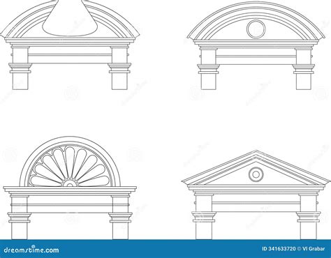 Ancient Pediments Greek Or Roman Architecture Temple Facade With