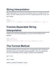 Formatting Strings Pdf String Interpolation String Interpolation Is