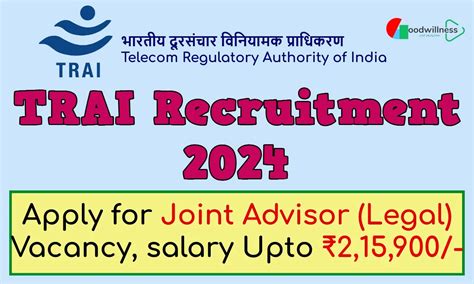 Telecom Regulatory Authority Of India Trai Recruitment 2024 Apply Online Joint Advisor Legal