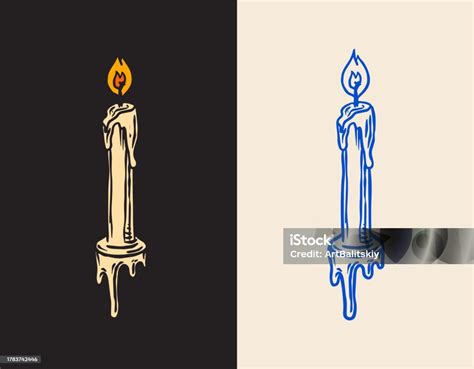빈티지 새겨진 스타일로 왁스에 묻혀있는 양초와 점화 가능한 심지 시간을 유지하는 방법 목판화 또는 목판 또는 인쇄를위한 복고풍