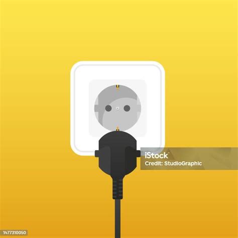 플러그는 전기 코드를 사용하여 전기 배선에 삽입됩니다 전기 제품을 연결하기위한 장치 아이콘입니다 정전 개념 유럽 소켓 기술 벡터