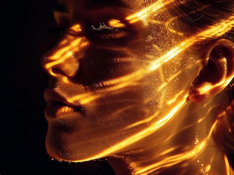Premium Photo A Woman With A Glowing Face And A Glowing Image Of A