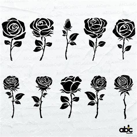 Rose Svg Bundle Flower Svg Rose Clipart Rose Cut File Rose Silhouette