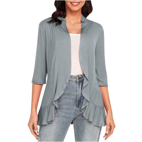 Dyegold Lightweight Cardigans For Women Open Front 34 Sleeve Sweater