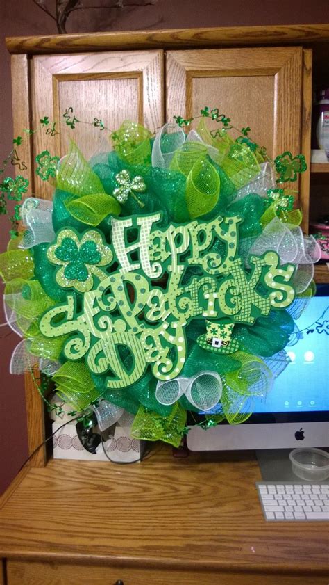 Happy St Patricks Day Deco Mesh Wreath By Nicole D Creations Diy St