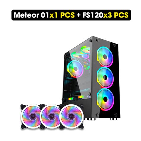 Inplay Atx Pc Case Gaming Computer Chassis Desktop Cpu Casing With Tempered Glass Fan Meteor 01