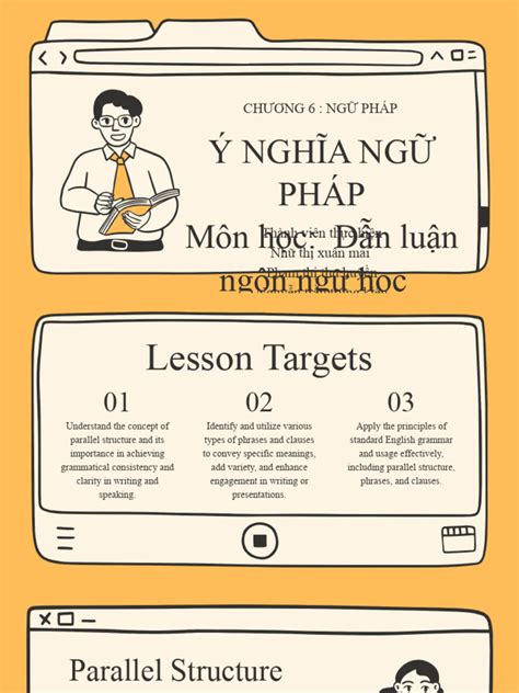 Parallel Structure In Writing Education Presentation In A Cream And Yellow Illustrative Style